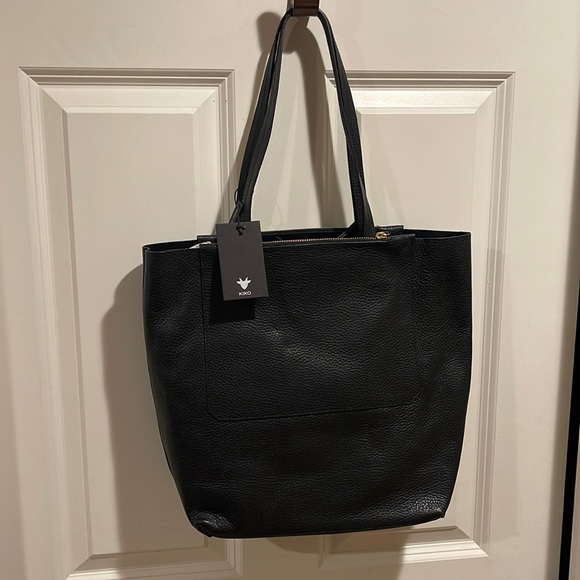 Kiko | Bags | Nwt Kiko Black Leather Tote With Double Zip Pockets 0 ...